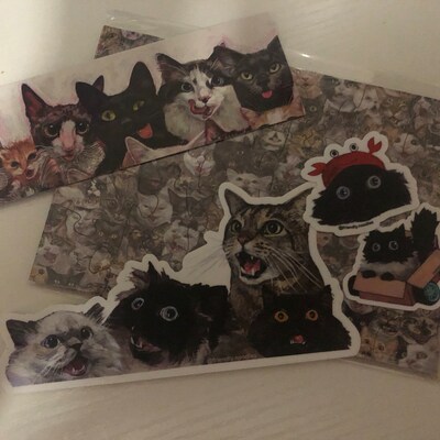 Raining Cats 12x20 Print, Internet Cats, Smudge, Lil Bub, Grumpy Cat ...