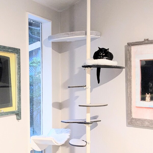 Handmade Wall Mounted Curved Cat Perch by Cosyanddozy Modern Cat Wall ...