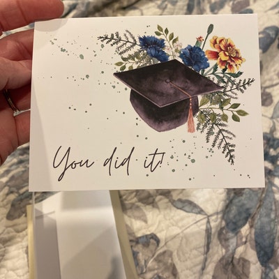 Graduation Card, Watercolor Congratulations Stationary, You Did It Card ...