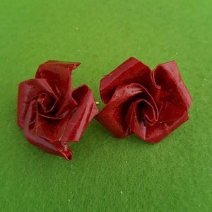 Pride and Prejudice Recycled Paper Origami Rose Stud Earrings for Her ...