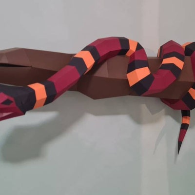 Papercraft Snake on a Branch, Scarlet King Snake Paper Craft 3D Model ...