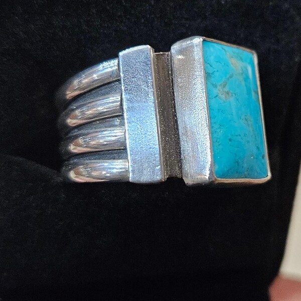 Beth Dutton Inspired Turquoise and Sterling Silver Large Statement Ring ...
