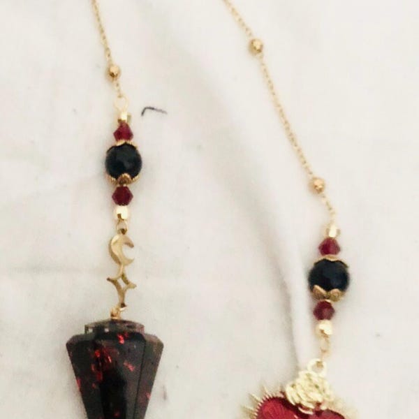 Gothic Gilded and Blue Obsidian Divinatory Pendulum, Resin Pendulum ...