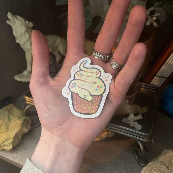 Holographic Cupcake Snake Sticker / Cup-snake Sticker / Cute Ball ...
