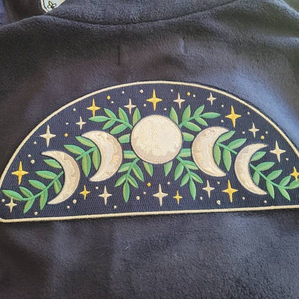 Moon Phases Large Back Patch - Iron on Embroidered Patches for Jackets ...