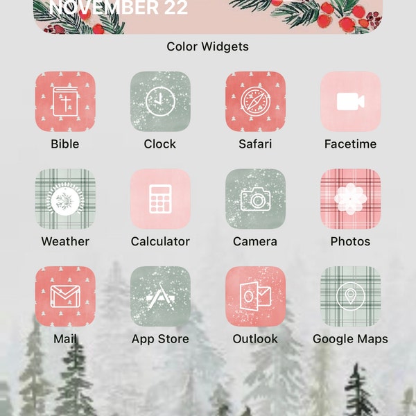 Pastel Christmas App Icons Christmas Aesthetic App Icons iPhone App ...