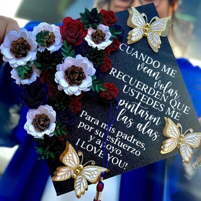 Custom Mexico Graduation Cap Topper Lo Logre Flag Floral Bling - Etsy