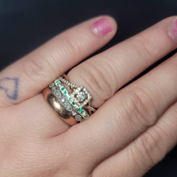 Emerald Eternity Ring - Green Stone Ring - Thin Band - Dainty Gold Ring ...
