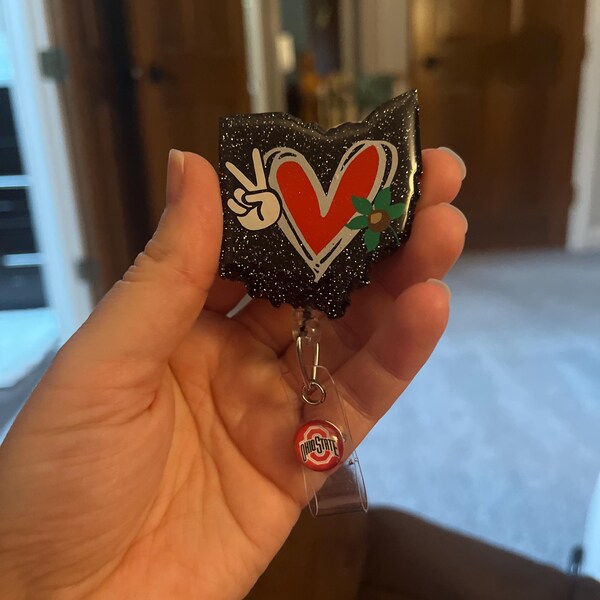 Peace Love Buckeye Badge Reel: Ohio State Retractable ID Holder - Etsy