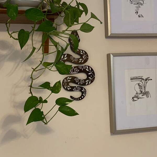 Serpent, Wood Snake Art, Flower Snake , Snake Print, Naturalist Home ...