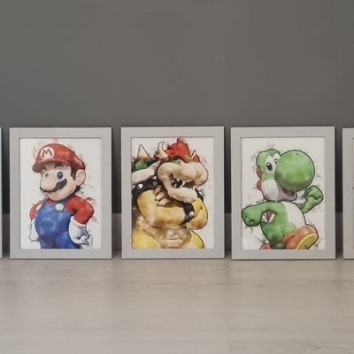 Set of 5 Super Mario PRINTABLE Watercolor Room Decor Wall Art Poster ...