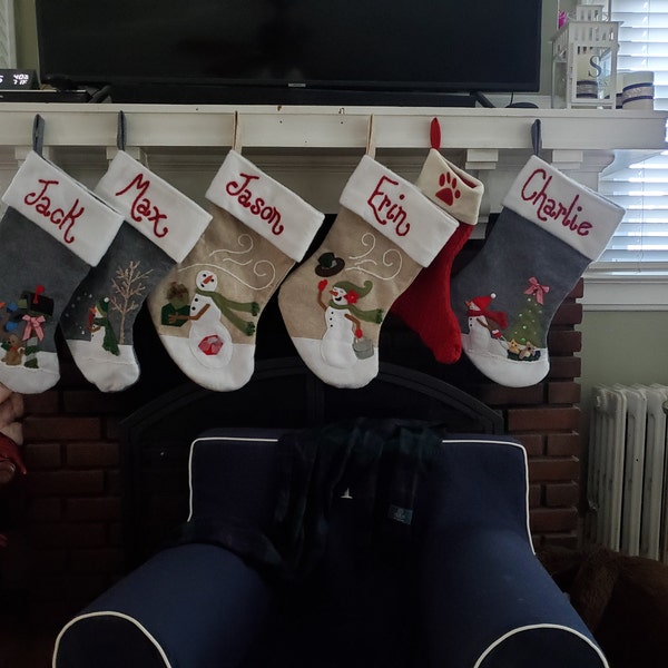 Personalized Family Christmas Stocking Set Options--"three Snow Kids ...