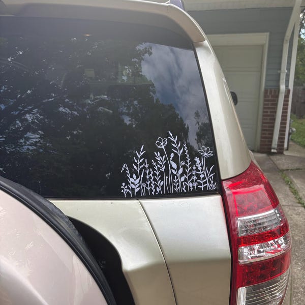 Wildflower Decal, Boho Car Decal, Flower Car Decal, Plant Lover Decal ...