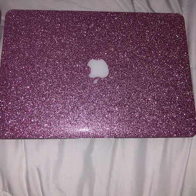 Baby Pink Glitter Laptop Case Diamante Initial Personalised Cover for ...