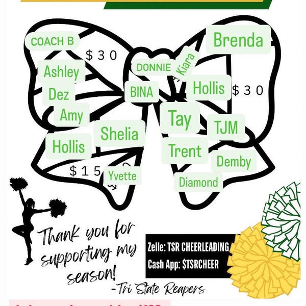 Fill My Bow Printable Cheer Fundraiser | PNG, PDF, and Canva Template ...
