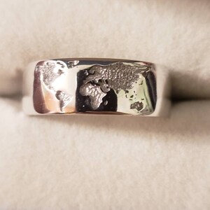 Unique 14k Gold Ring With World Map. Custom Made Ring. World Map ...