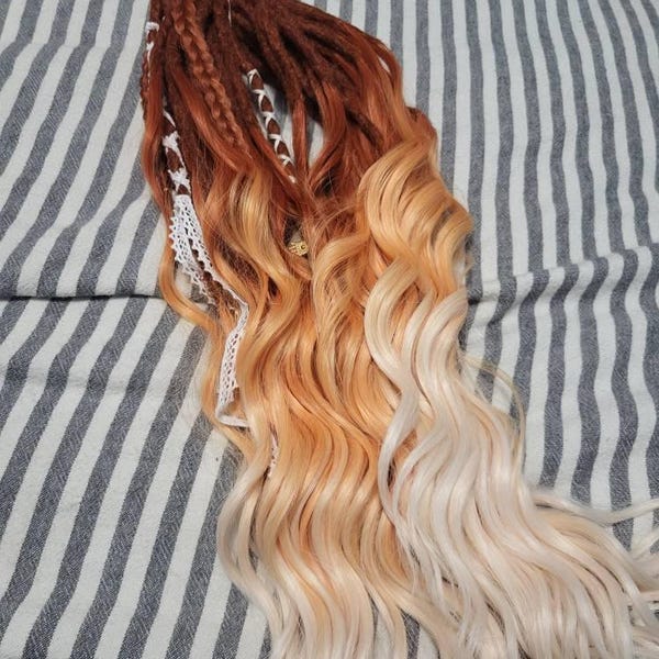 Set "valkyrie" Curly Synthetic Crochet Dreadlock Hair Extensions Boho ...