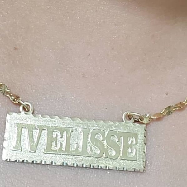 14K Authentic Yellow Gold Personalized Name Plate - Etsy