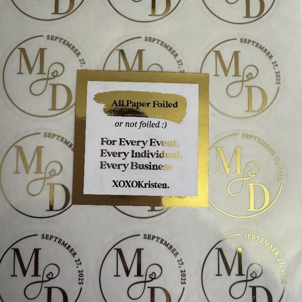 50th Birthday Favor Stickers, Custom Gold Foiled Birthday Stickers for ...