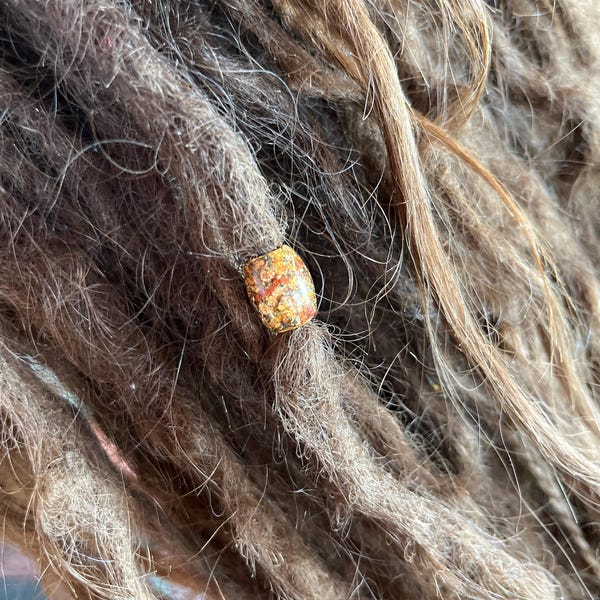 Dichroic Dreadlock Beads: Emerald Green & Gold Loc Jewelry - Etsy