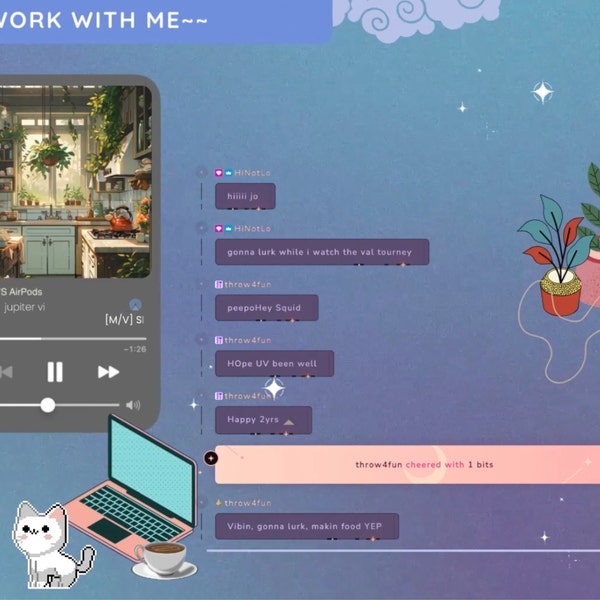 Warm Glow: Animated Vtuber Overlay Pack • Minimal, Cozy, Starry Theme • Chatting & Gaming Scenes ...