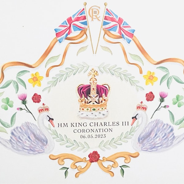 HM King Charles III Coronation Crest/ Greeting Card / Wall Art / Royal ...