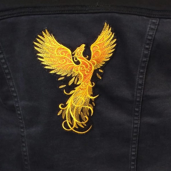 Yellow Phoenix Bird Embroidered Iron on Patch, Embroidered Iron on ...