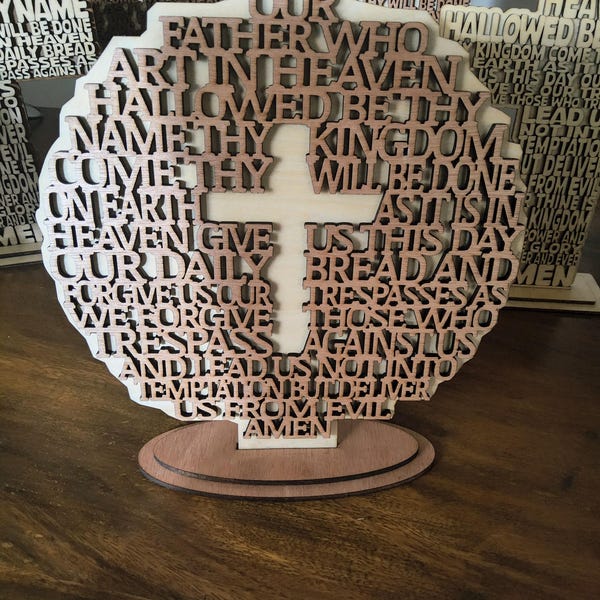 Catholic Lord's Prayer Our Father Circle With Cross - Laser Cut File ...