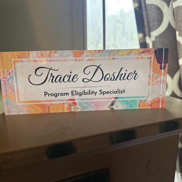 Personalized Logo Desk Name Plate Block 8x3" - Custom Logo Gift for ...