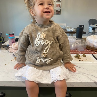 Hand Embroidered Baby and Toddler Sweater for Pregnancy Announcement, Pregnancy Reveal, Baby ...