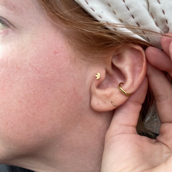 Double Hoop, G23 Titanium Conch Clicker Hoop, 10mm, 12mm Conch Hoop ...