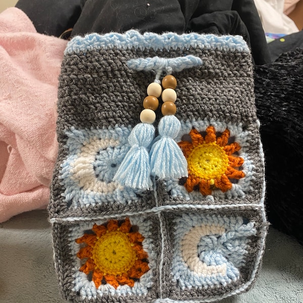 PDF PATTERN PACK - Crochet Sun & Moon Drawstring Backpack and Crossbody ...