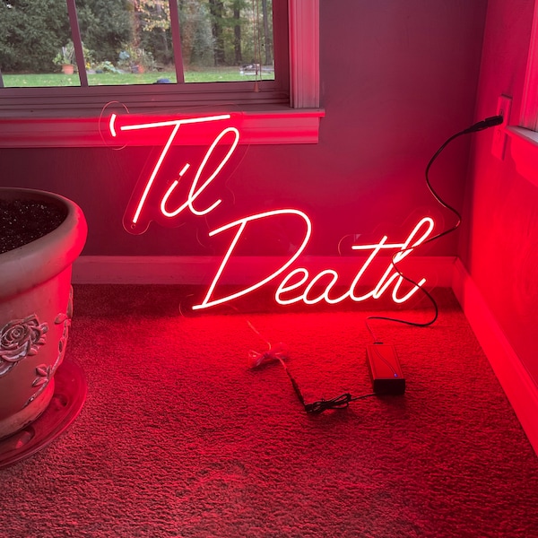 Til Death Neon Sign, Neon Sign Wedding, Custom Wedding Neon Sign ...