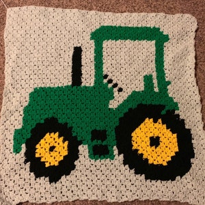 CROCHET BABY BLANKET Pattern: Tractor Baby Blanket, C2C Tractor Pattern ...
