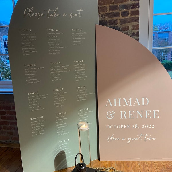 Wedding Arch Seating Chart Welcome Sign Arched Panel With Easel ...