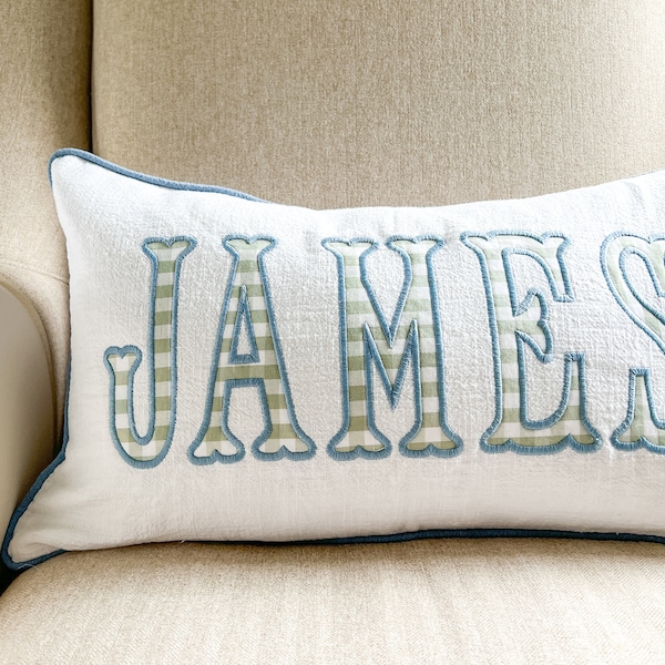 12x20 in Personalized Applique Name and Monogram Pillow Cover - Etsy