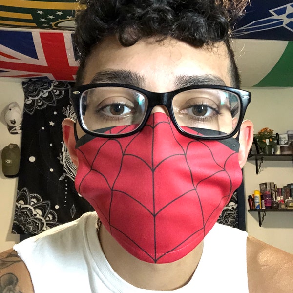 Spider Web Face Mask With TWO Filters and Pocket | Super Hero Mask ...