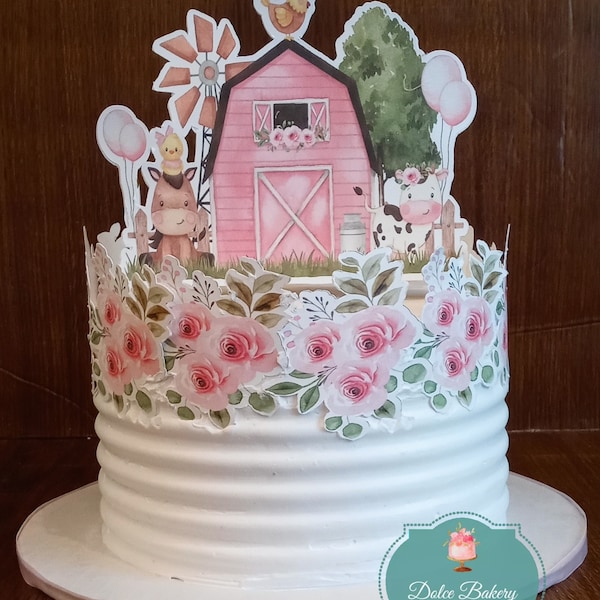 Printable Farm Birthday Centrepiece Instant 12 Farm Cake Topper Girl ...