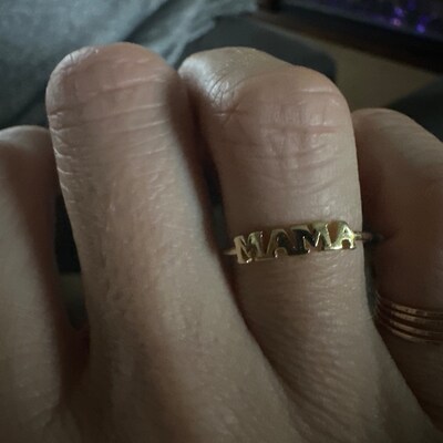 2 Options / Sterling Silver / Gold Plated MAMA Ring Gift for New Mother ...