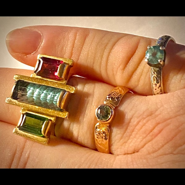 Ammolite and Rutilated Quartz Doublet Ring Sterling Silver Size 6.5 ...