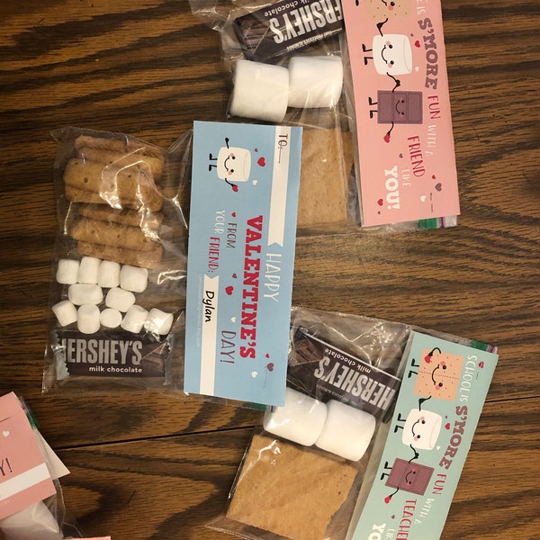 Valentine Treat Bag Toppers PRINTABLE Smores Valentine Cards for Kids ...