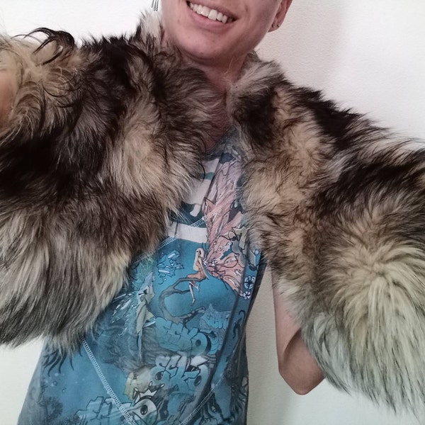 Stripes of Arctic Fox Fur Are Beige With Black Splashes Scrap Fur Fox ...