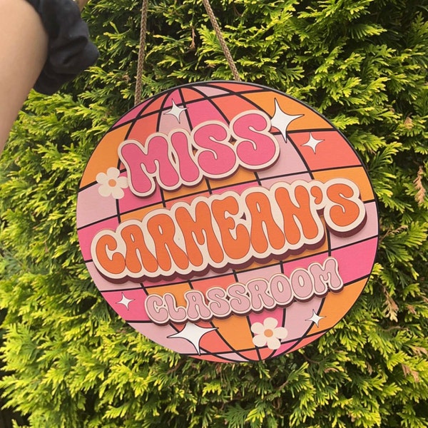 Disco Classroom Door Sign, Groovy Teacher Door Hanger, Back to School ...