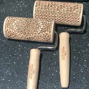 No. R103 BOHO-CHIC STYLE 3, Rolling Pin, Embossed Rolling Pin, Engraved ...