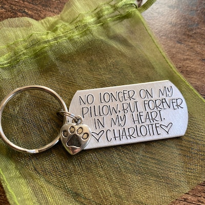 Personalized Hand Stamped Cat Memorial Keychain. Loss of Pet Gift. in ...