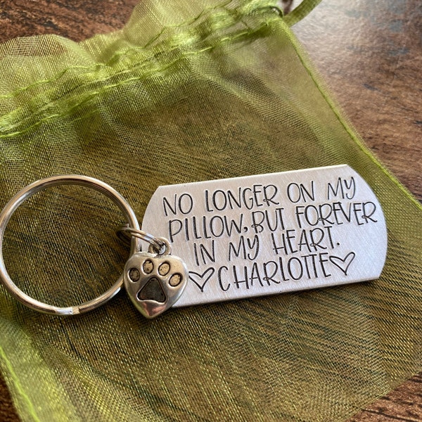 Personalized Hand Stamped Cat Memorial Keychain. Loss of Pet Gift. in ...