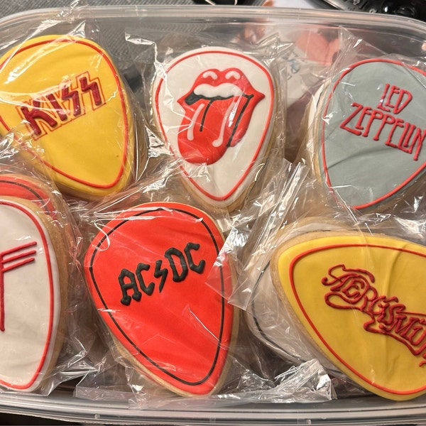 24 Large Guitar Picks Rock Band Name Custom Cookies, Personalized ...