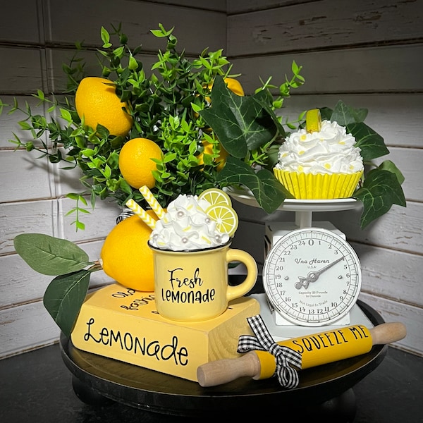 Lemon Decor, Lemon, Tiered Tray, Tiered Tray Decor, Summer, Spring ...