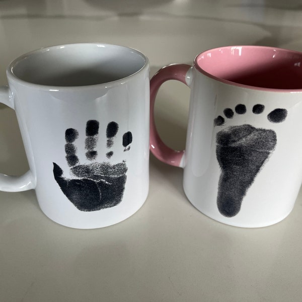 Handprint Mug, Footprint Mug, Baby Handprint Mug, Baby Footprint Mug ...