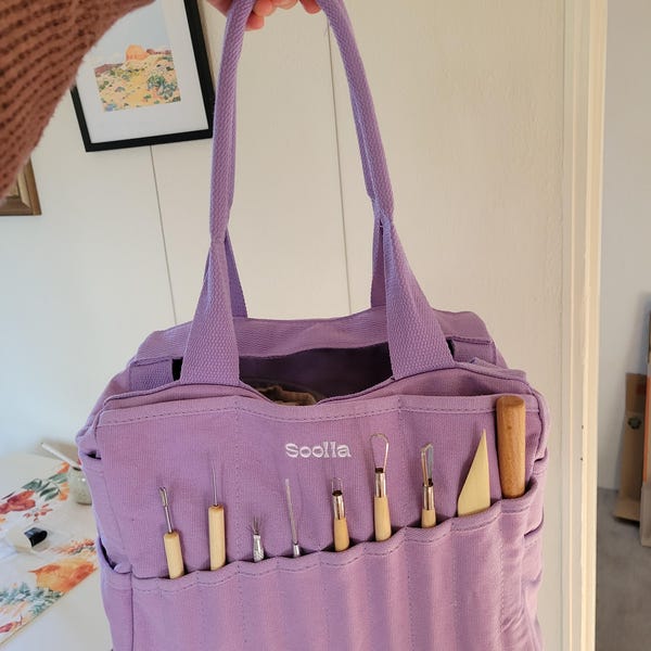 Boho Beige Soolla® Pottery Tool Bag, Pottery & Art Supplies Carrier ...